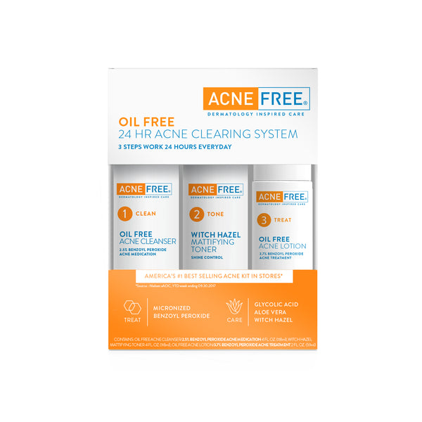 AcneFree Oil Free 24 HR Acne Clearing System 3PC Kit - AcneFree ...