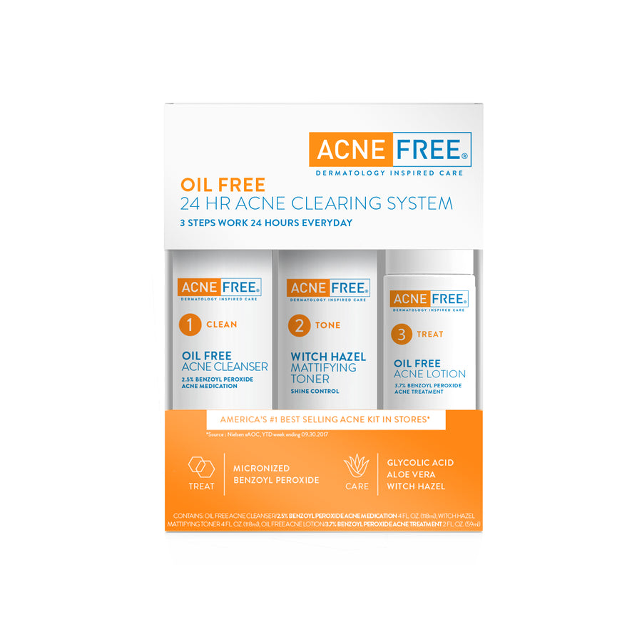 AcneFree Oil Free 24 HR Acne Clearing System 3PC Kit - AcneFree ...