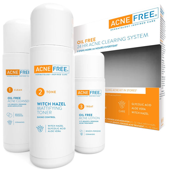 AcneFree Oil Free 24 HR Acne Clearing System 3PC Kit - AcneFree ...